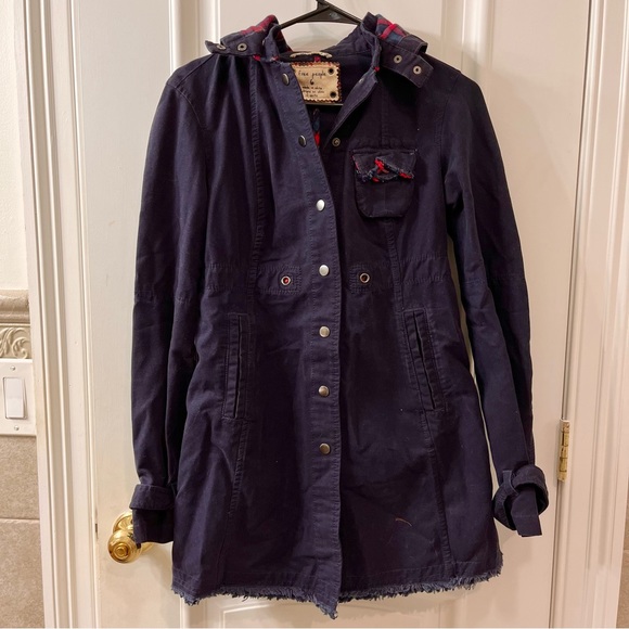 Free People | Jackets & Coats | Free People Navy Blue Jacket With Red ...